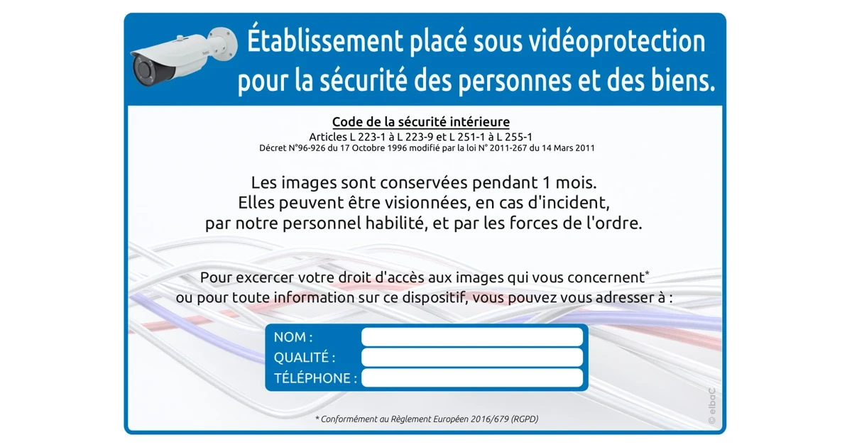 PETIQV-A6-S0 : ETIQUETTE VIDEOPROTECTION A6